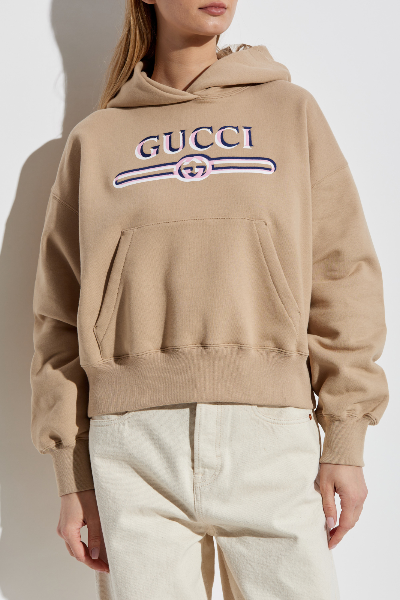 Beige Sweatshirt with printed logo Gucci - Vitkac Italy Beige Sweatshirt with printed logo Gucci - Vitkac Italy